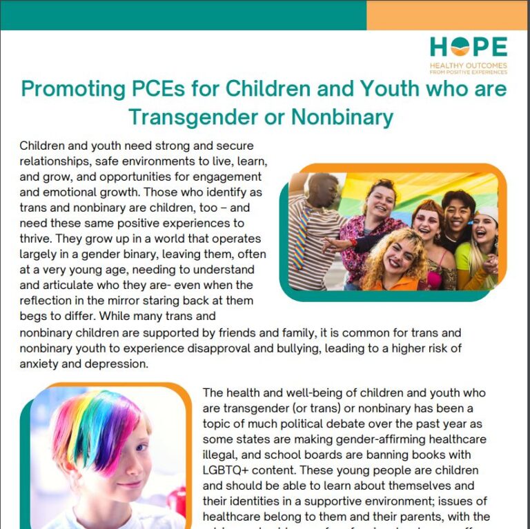 Promoting PCEs for Children and Youth who are Transgender or Non-binary ...